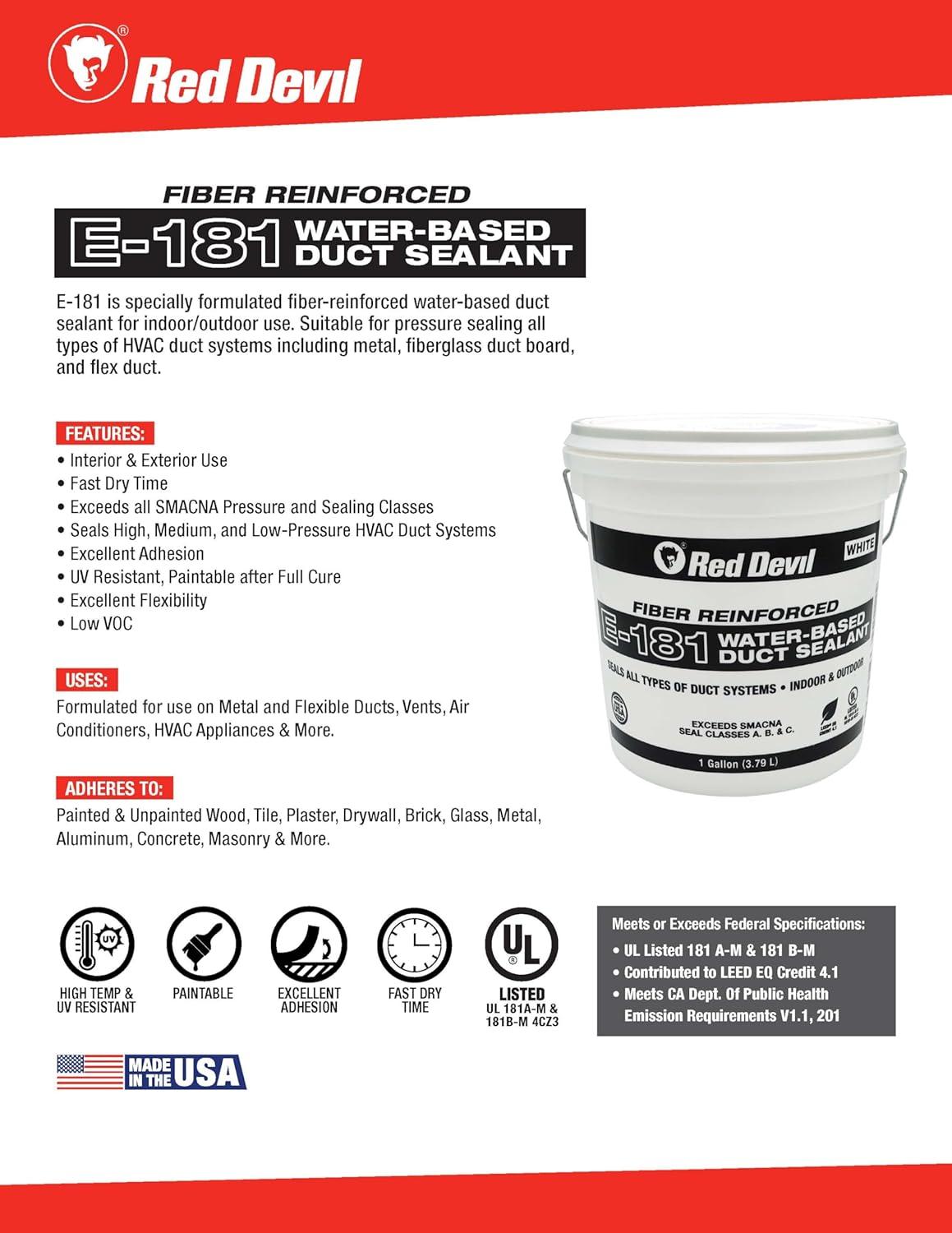 Red Devil 0841EX E-181 Duct Seal, Fiber Reinforced Water Based Duct ...