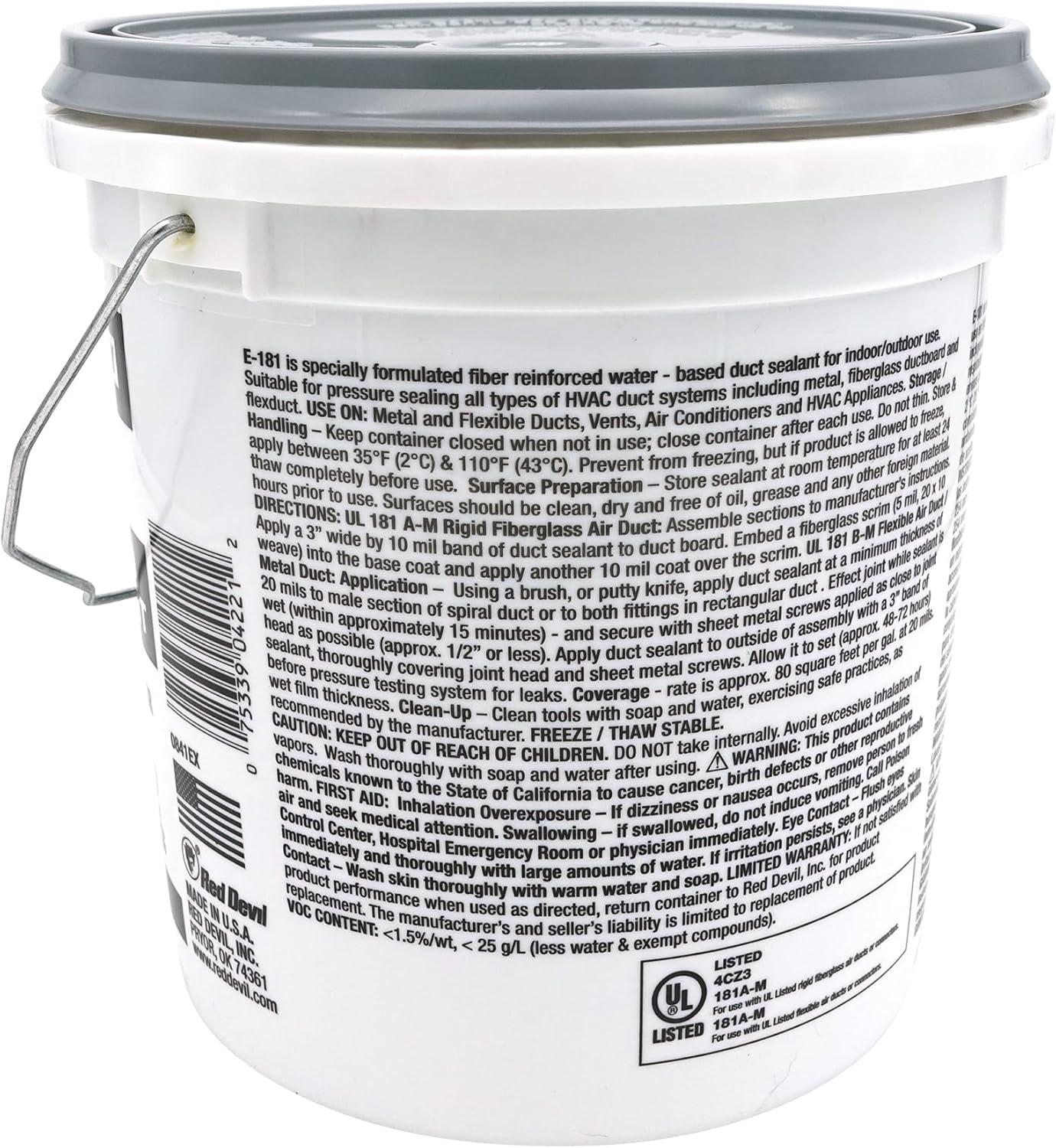 Red Devil 0841EX E-181 Duct Seal, Fiber Reinforced Water Based Duct ...